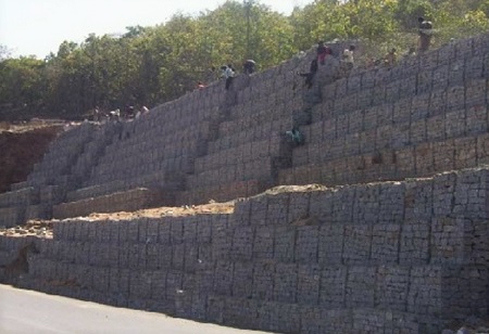 Slope Protection with Gabion Sluice Reinforcement