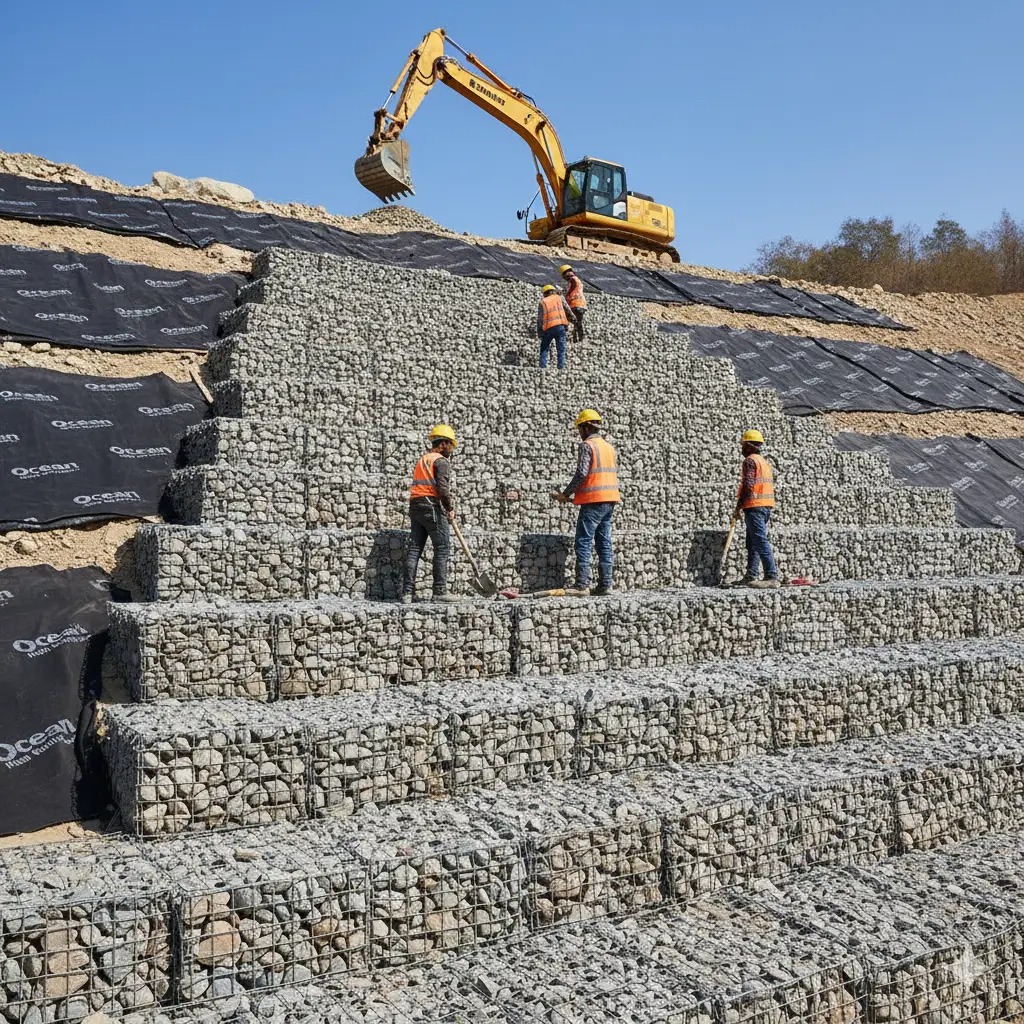 Soil Stabilization with Gabion Boxes in Shujalpur Mandi