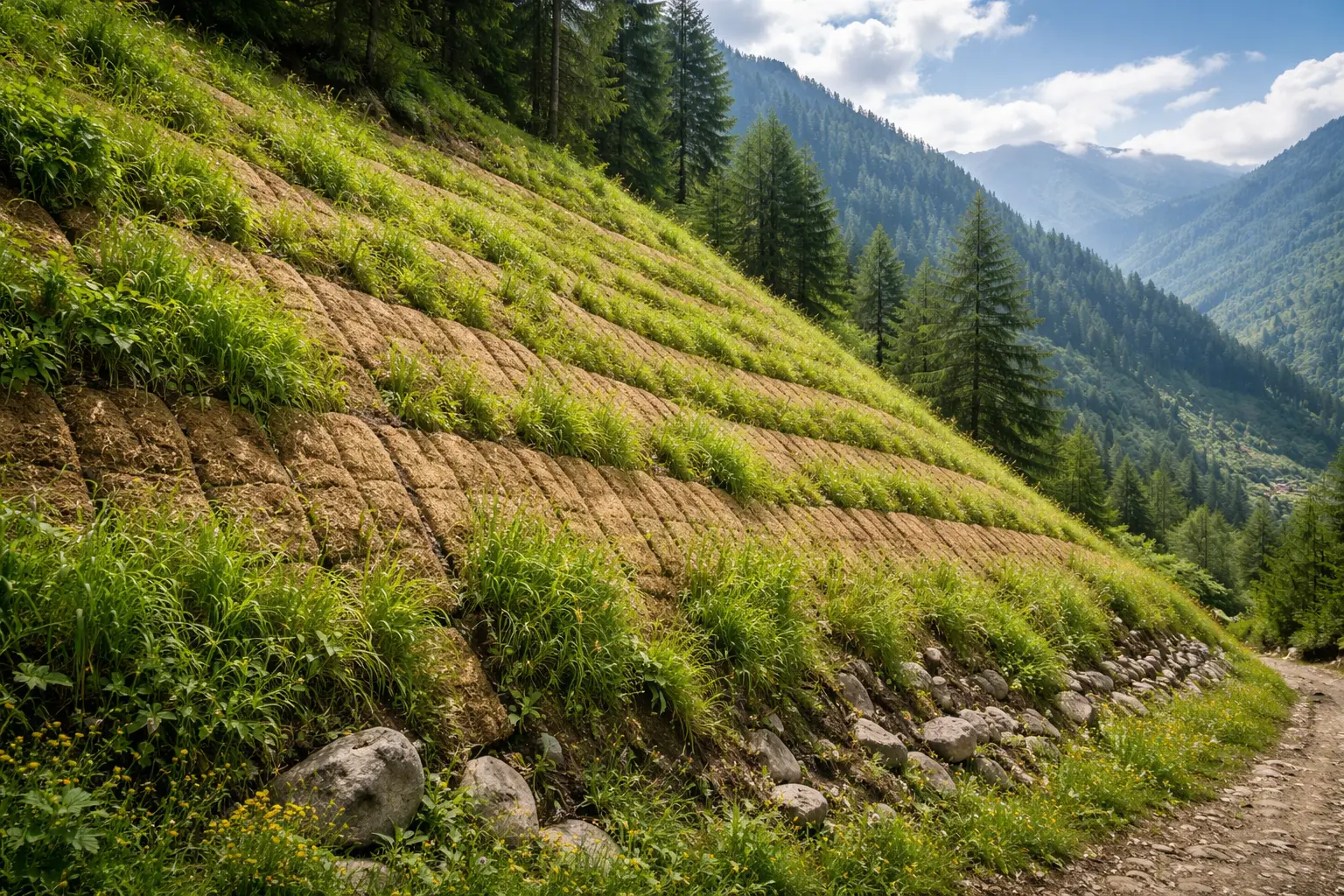 Slope Stabilization in Kullu Using Coir Geotextile by Ocean Global